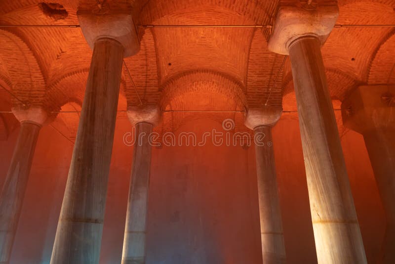 Columns and Architectural Vaults of the Basilica Cistern Stock Image ...