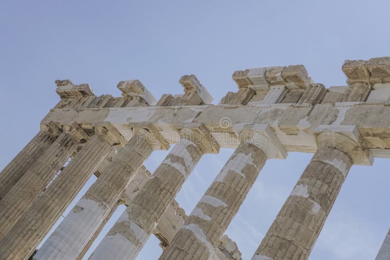 Columns on the Athenian Acropolis, in Athens, Greece. Stock Photo ...