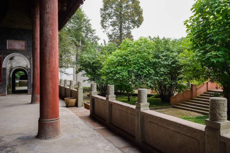 Column and Balustrade before Chinese Traditional Buildings in Woods ...