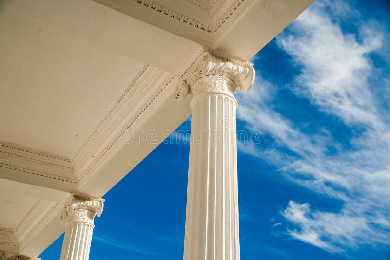 Columns on Blue Sky Background. Stock Photo - Image of outdoor, church ...