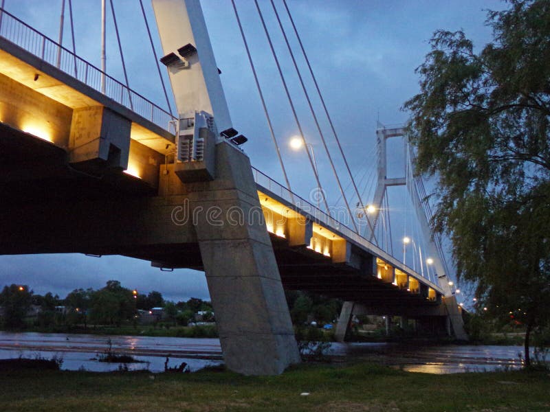 Columns of a Bridge Over the River Stock Photo - Image of columns ...