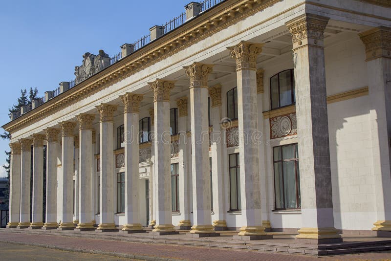 Columns of a Building in the Classical Style of the Soviet Era. Kiev ...
