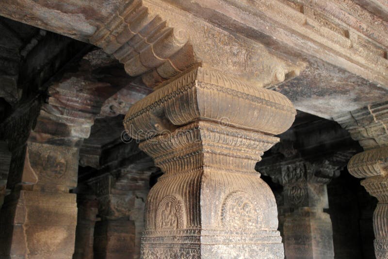 Columns in Cave Temples of India Stock Image - Image of authentic ...