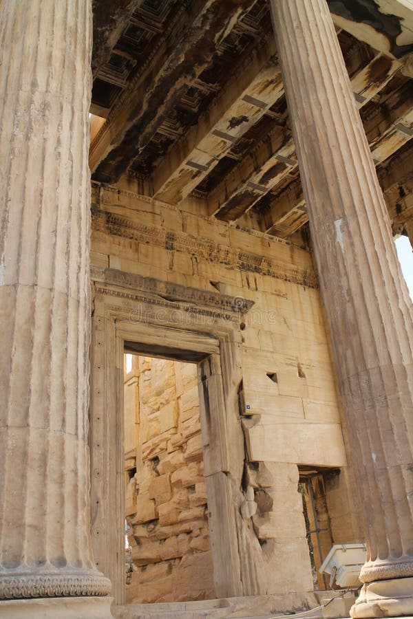 Columns and Ceiling of Erechtheum Temple, Acropolis, Athens Stock Image ...