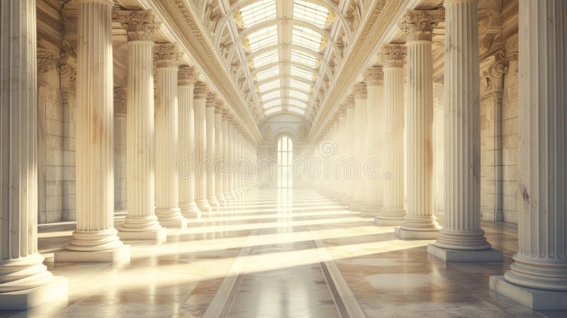 Columns and Ceiling Made of Stone and Tiles. Beautiful Place with ...