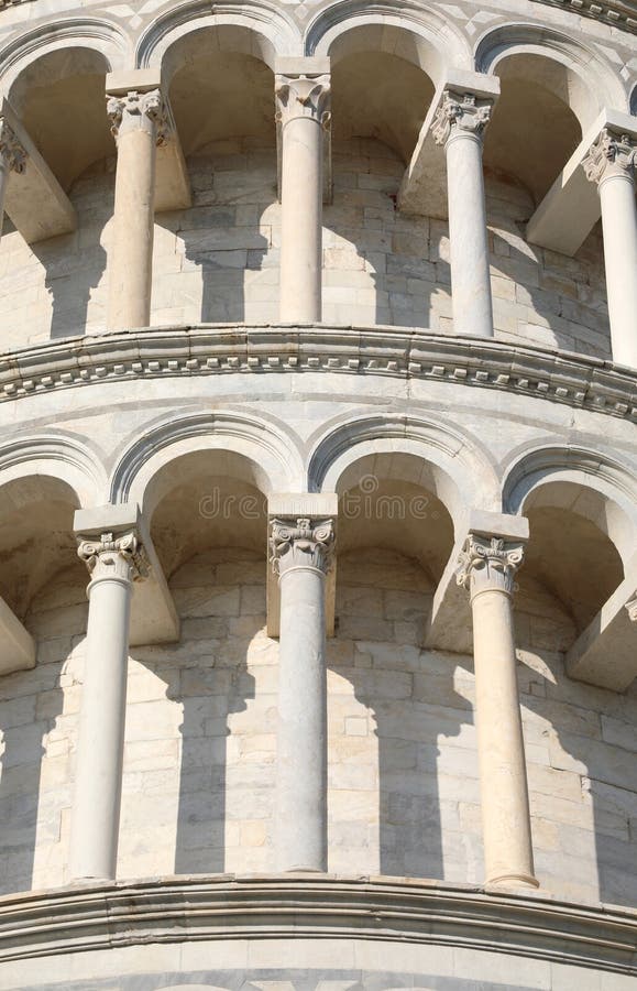 Columns in Classic Style of Leaning Tower of Pisa Stock Photo - Image ...