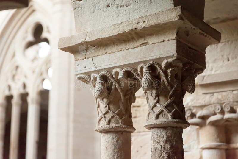 Columns Of Cloister In Monastery Of Santa Maria De Vallbona Stock Image Image Of Capitals