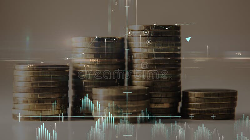 Columns of Coins with Graphs and a Coordinate System. Concept of Modern ...