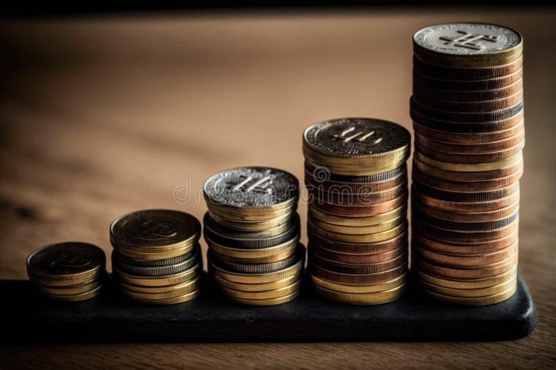 Columns of Coins, Slowly Adding Up. Saving Money Stock Illustration ...