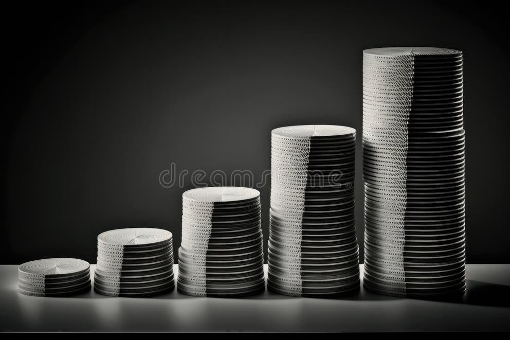 Columns of Coins, Slowly Adding Up. Saving Money Stock Illustration ...