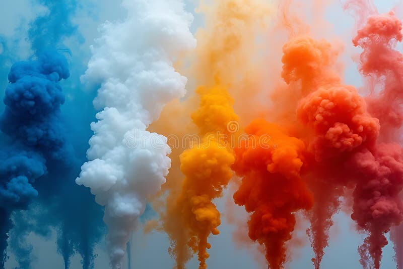 Columns of Colorful Smoke Rising, Creating a Vibrant and Visually ...
