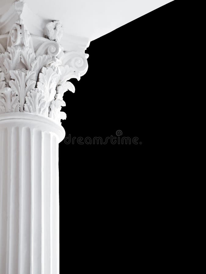 Architectural Classic Column Isolated Black Background. Stock Image ...