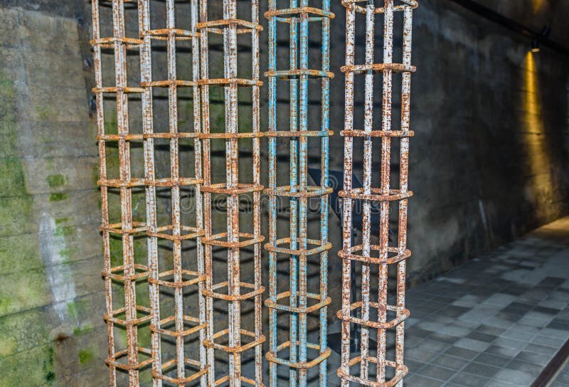 Columns Constructed of Rusted Rebar Stock Image - Image of iron, form ...