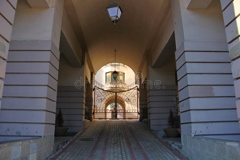 Columns, corridor, gate stock image. Image of gates, hanging - 69814925