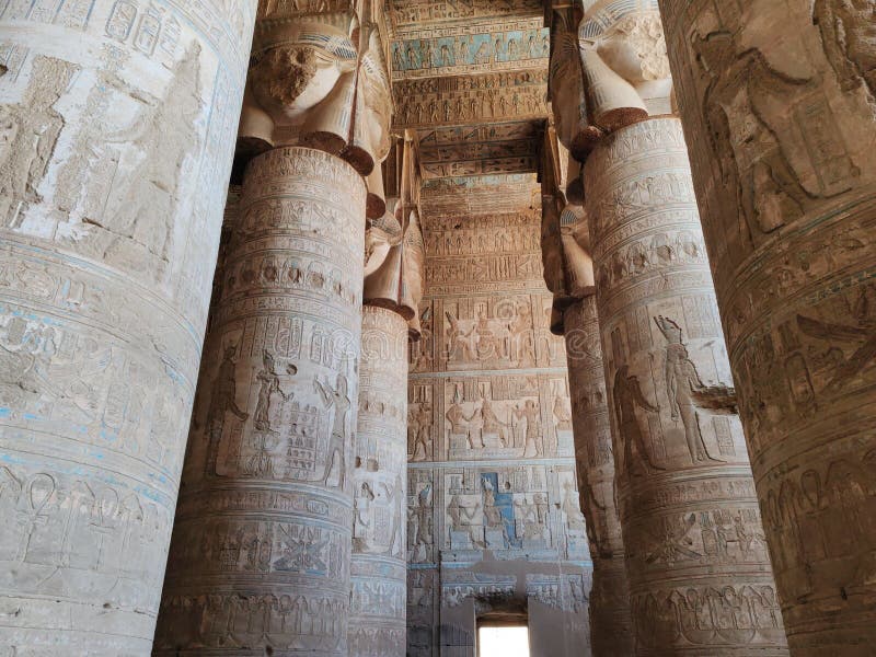 Columns in the Dendera Temple of Hathor Stock Photo - Image of sculpture, columns: 377810204
