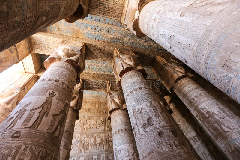 Scene in Denderah Temple, Qena, Egypt Stock Image - Image of building ...