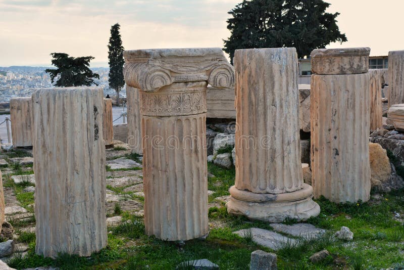 Columns Details, Acropolis, Athens Stock Image - Image of historical ...