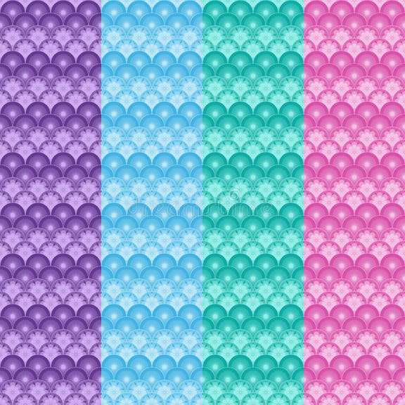 4 Columns of Different Colors Pattern with Oriental Japanese and ...