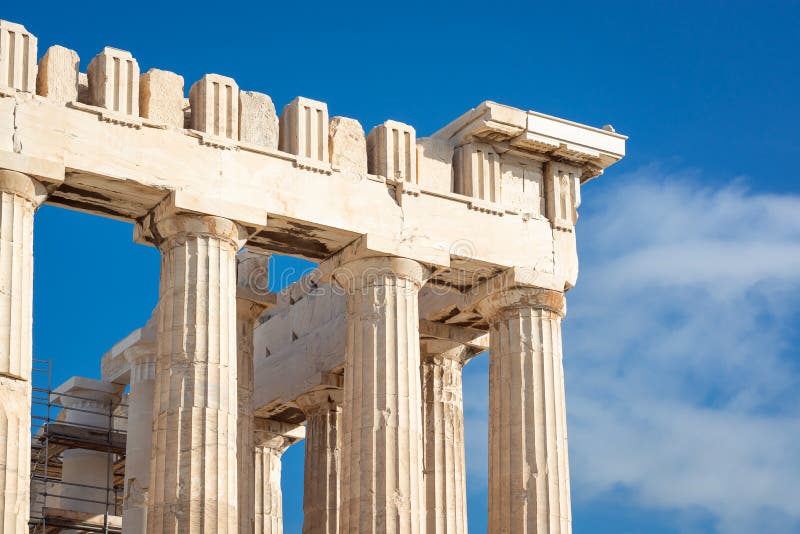 Columns of the Dorian Order of the Parthenon Stock Photo - Image of ...