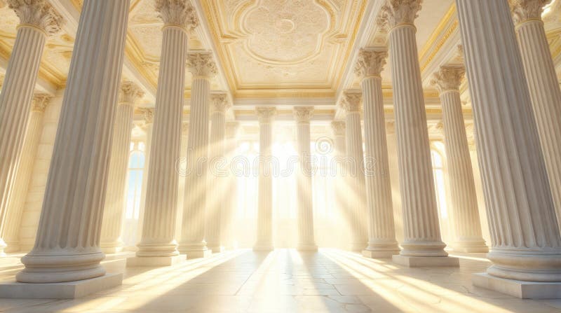 Columns and Empty Corridor Inside the Stone Temple Stock Photo - Image ...