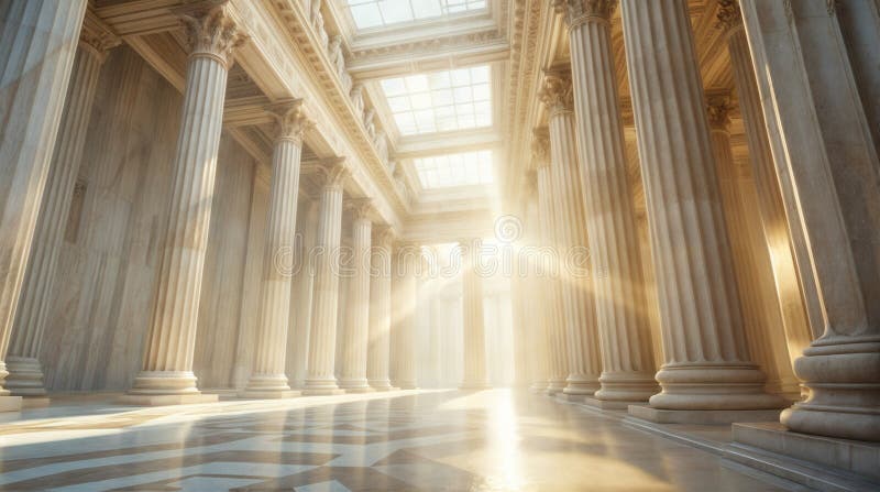 Columns and Empty Corridor Inside the Stone Temple Stock Image - Image ...