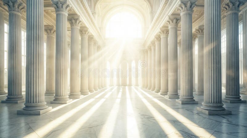 Columns and Empty Corridor Inside the Stone Temple Stock Image - Image ...