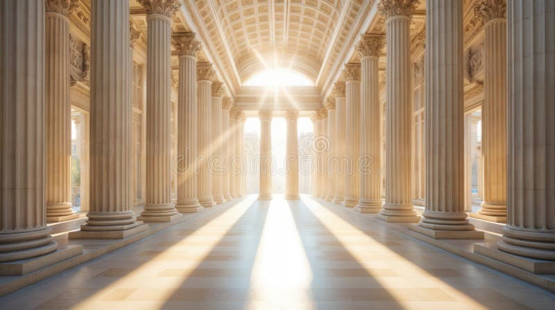 Columns and Empty Corridor Inside the Stone Temple Stock Image - Image ...
