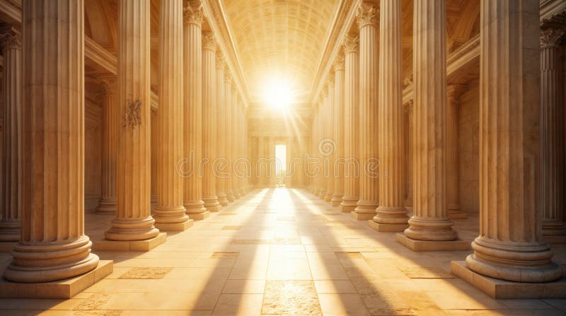 Columns and Empty Corridor Inside the Stone Temple Stock Image - Image ...