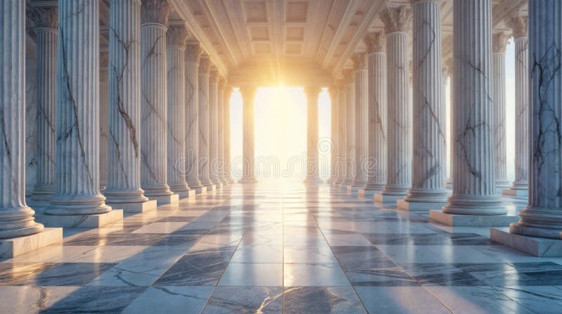 Columns and Empty Corridor Inside the Stone Temple Stock Photo - Image ...