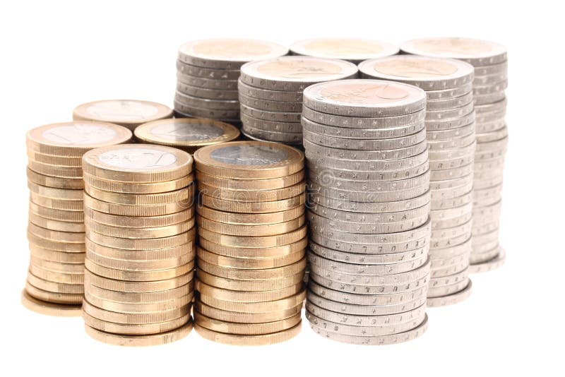 Columns of Euro Coins in Shape of Arrow Up Stock Image - Image of ...