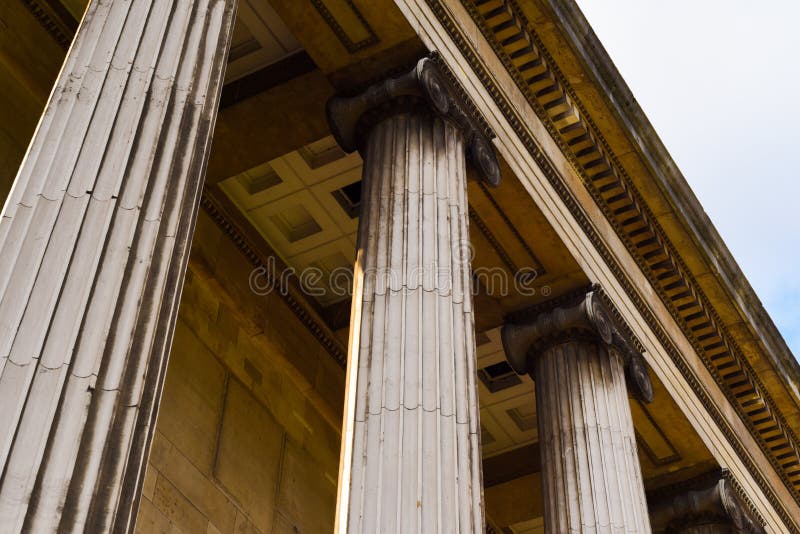 Columns on the Exterior of a Historic Building with Detailed Stone Work ...