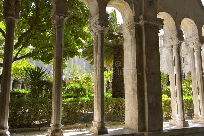 Columns and garden stock photo. Image of heritage, medieval - 5157802