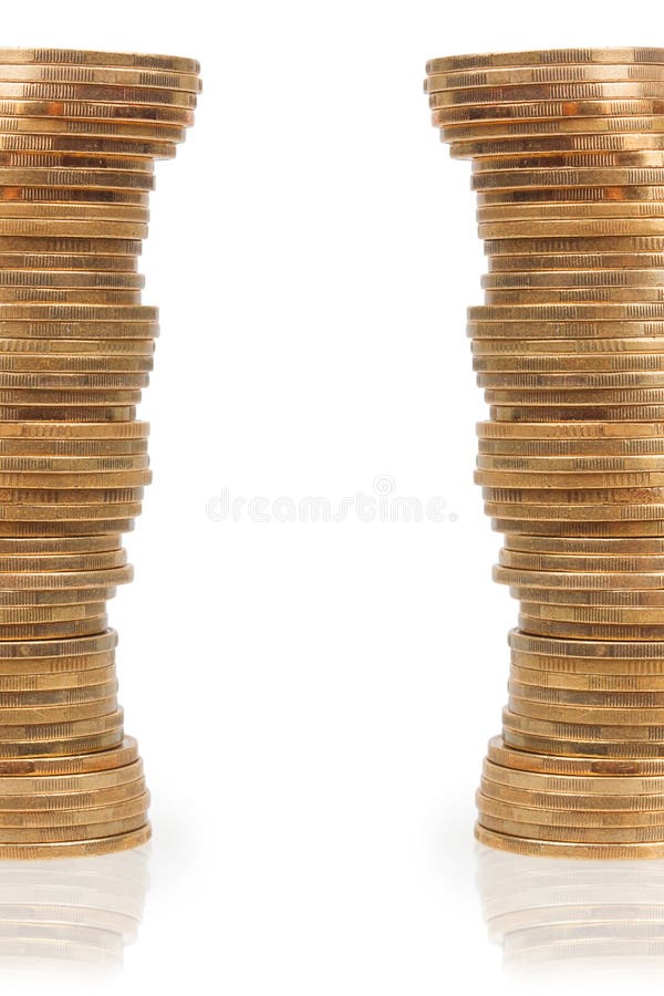 Columns of Golden Coins on Both Sides of the Page Stock Photo - Image ...