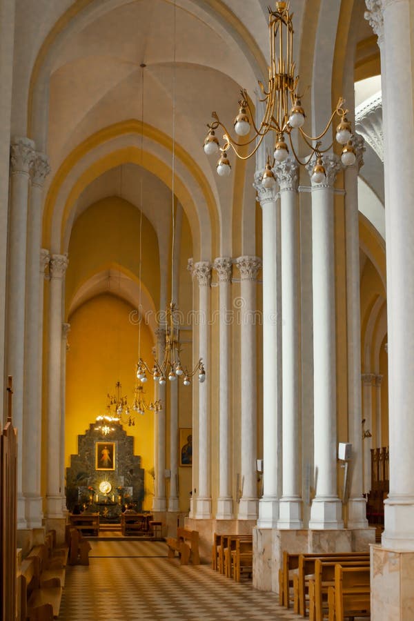 Columns of Gothic Vaults and Divine Light at the End Stock Image ...