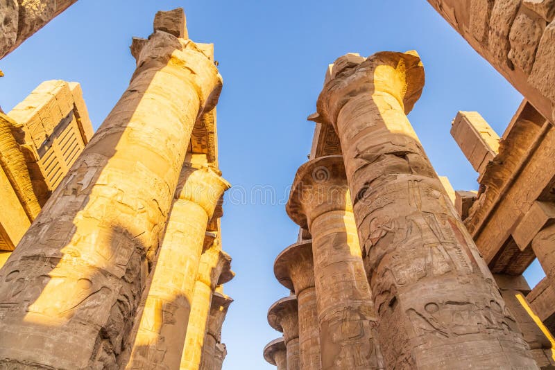 Columns in the Great Hypostyle Hall in the Karnak Temple Complex in ...