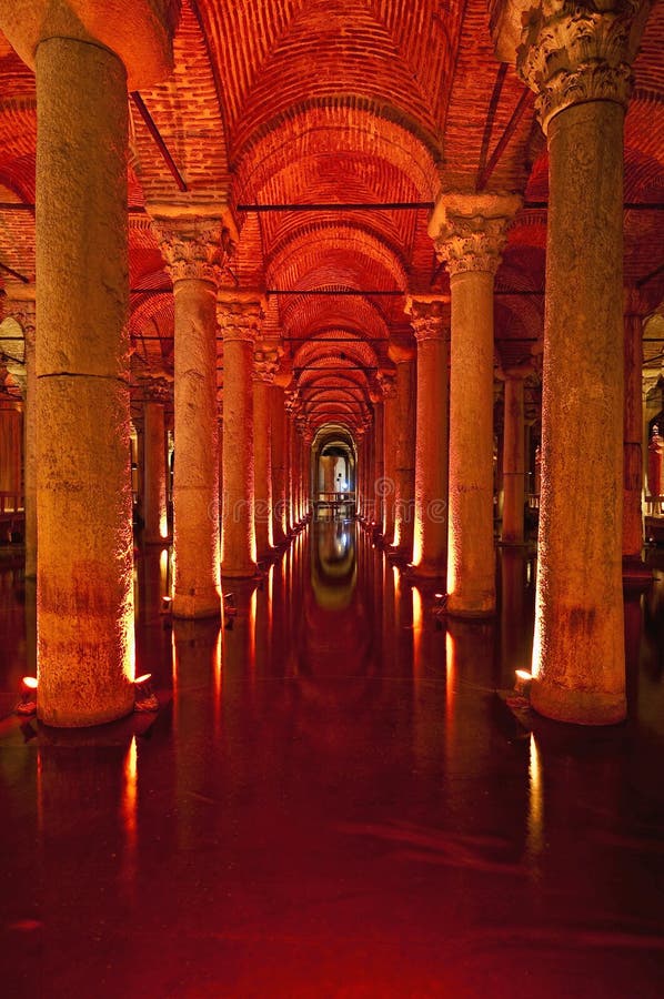 Basilica Cistern Interior at Istanbul Stock Image - Image of history ...