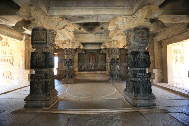 Columns Inside the Very Old Hindu Temple Stock Image - Image of history ...