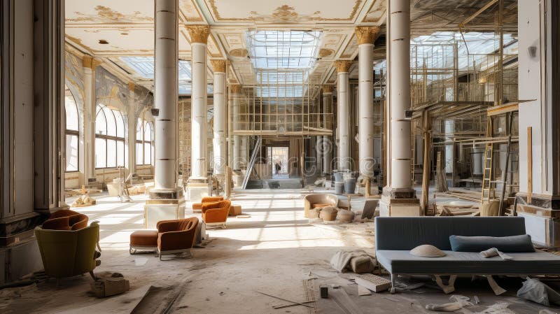 Columns Interior Construction Stock Illustration - Illustration of ...