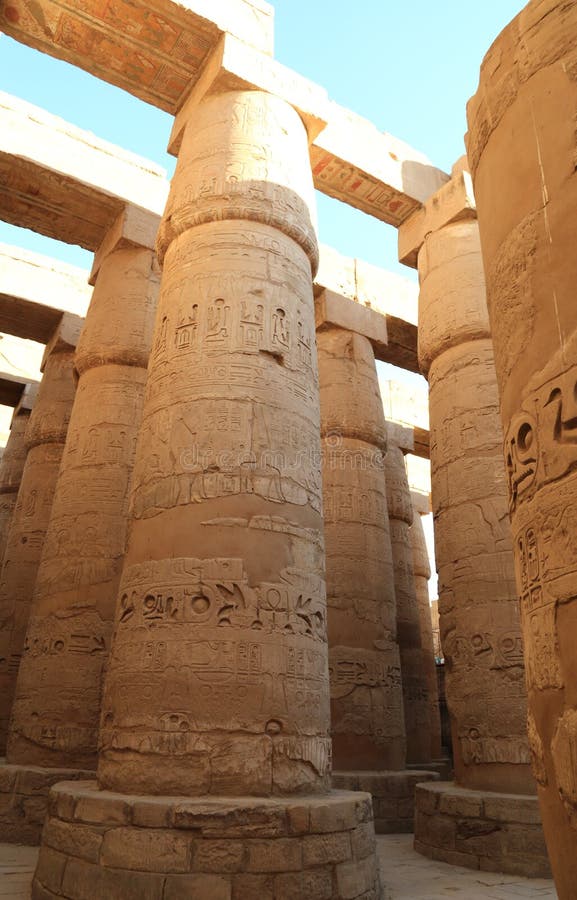Columns of Karnak Temple stock image. Image of monument - 68908853