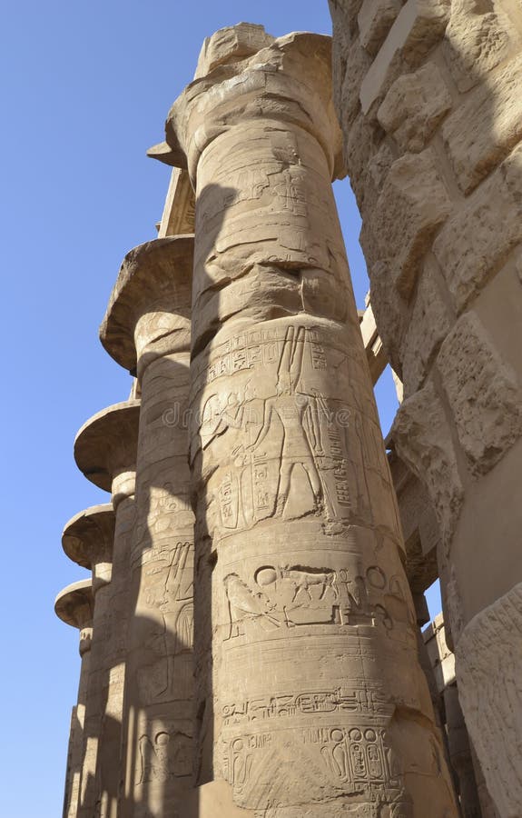 Columns at Karnak Temple in Luxor Stock Image - Image of famous ...