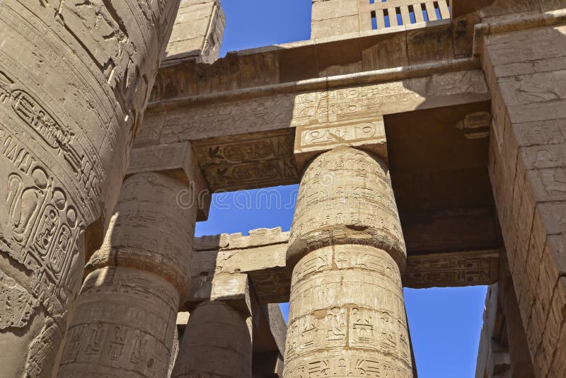 Columns at Karnak Temple in Luxor Stock Image - Image of famous ...