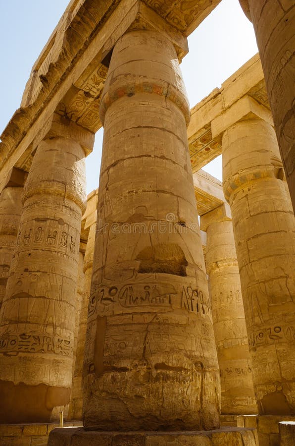 Columns at Karnak Temple in Luxor Stock Image - Image of famous ...