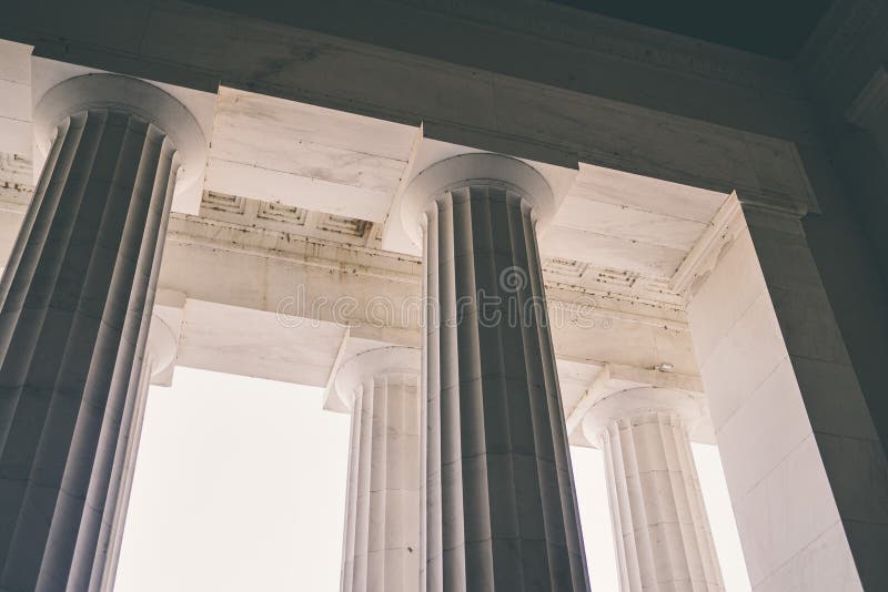 Greek Columns on a Building with Sky Stock Photo - Image of facade ...