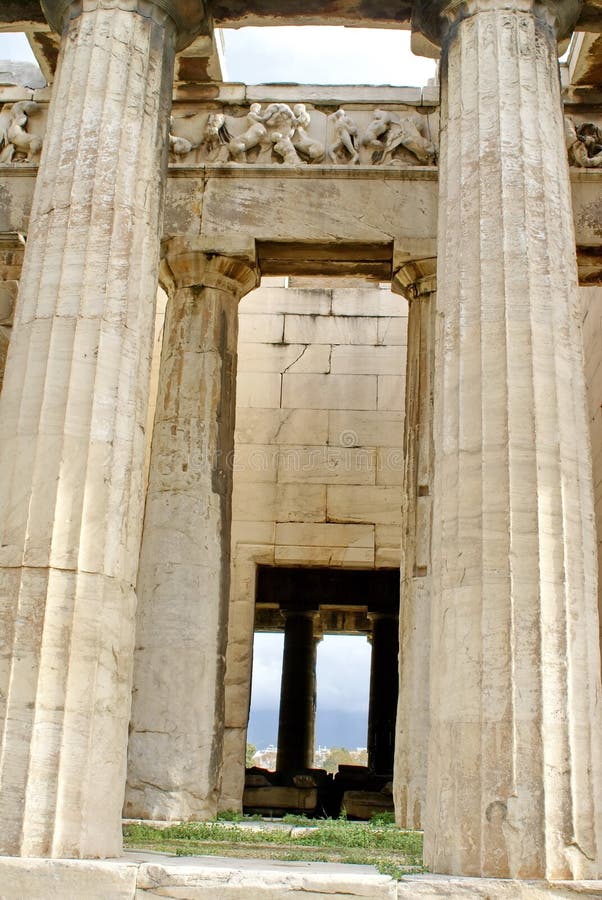 Ancient Columns with a Lintel in an Archaeological Park Stock Image ...
