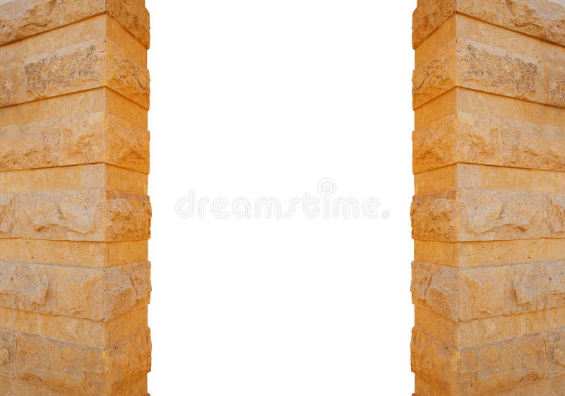 Columns Made of Stone Isolated on White Background Stock Photo - Image ...
