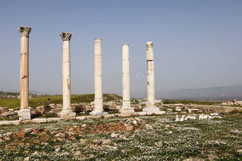 Columns Made from White Marble on Archaeological Site Laodicea on the ...