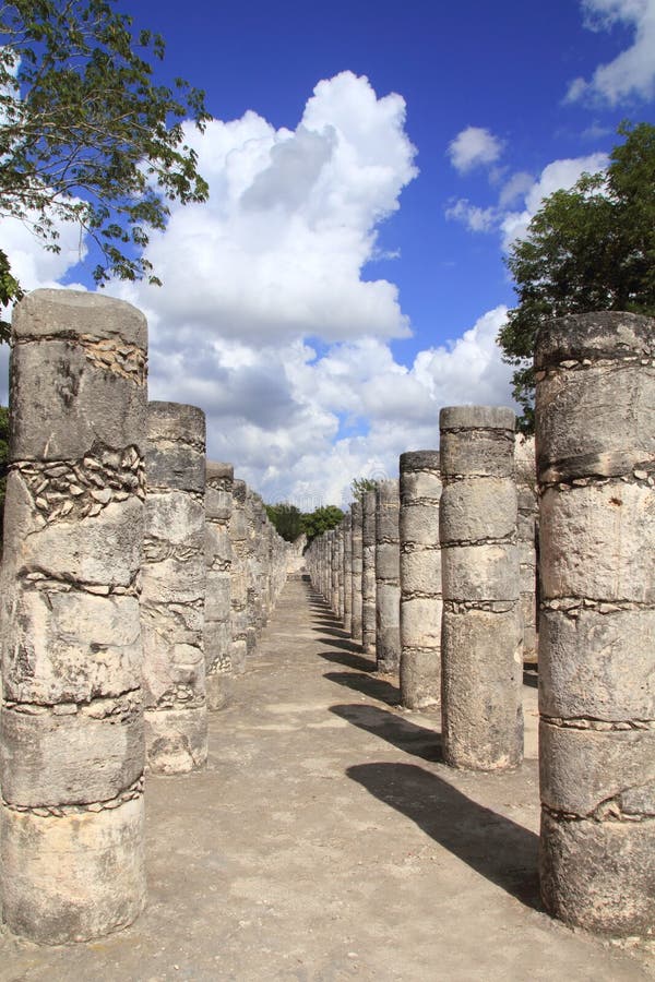 Columns Mayan Chichen Itza Mexico Ruins in Rows Stock Image - Image of ...
