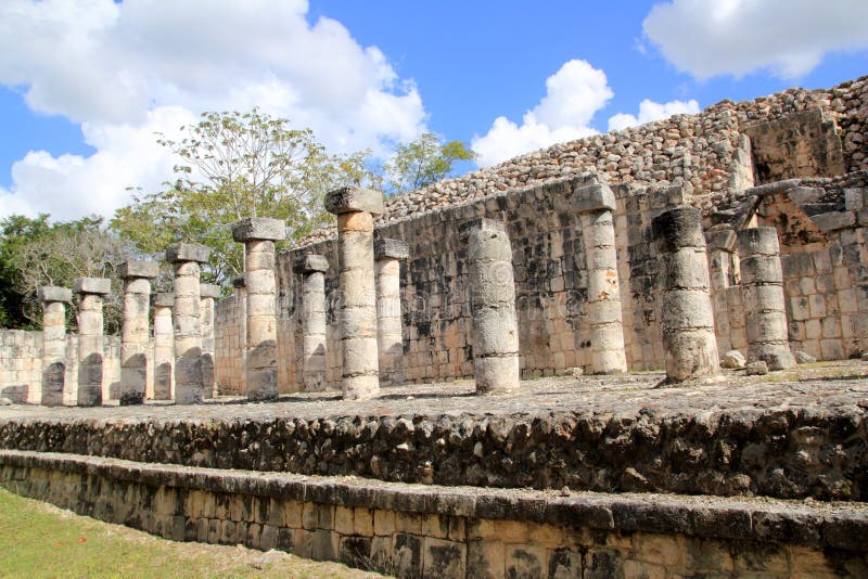 Columns Mayan Chichen Itza Mexico Ruins in Rows Stock Image - Image of ...