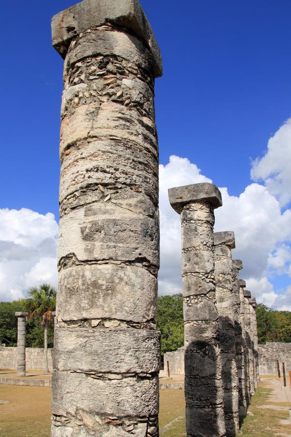 Columns Mayan Chichen Itza Mexico Ruins in Rows Stock Image - Image of ...