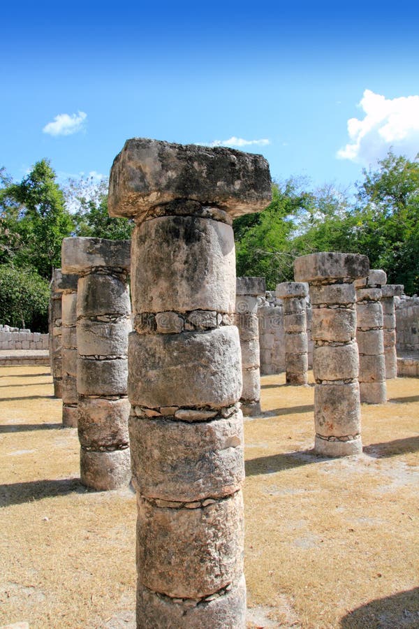 Columns Mayan Chichen Itza Mexico Ruins in Rows Stock Image - Image of ...